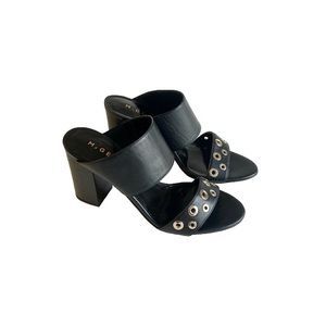 M. Gemi | Shoes | New M Gemi Black Genuine Leather Heeled Sandals Size ...
